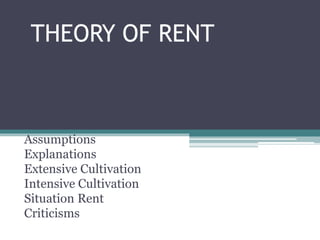 Theory of Rent | PPTX
