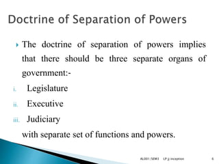 Theory of Seperation of Powers | PPTX | Politics