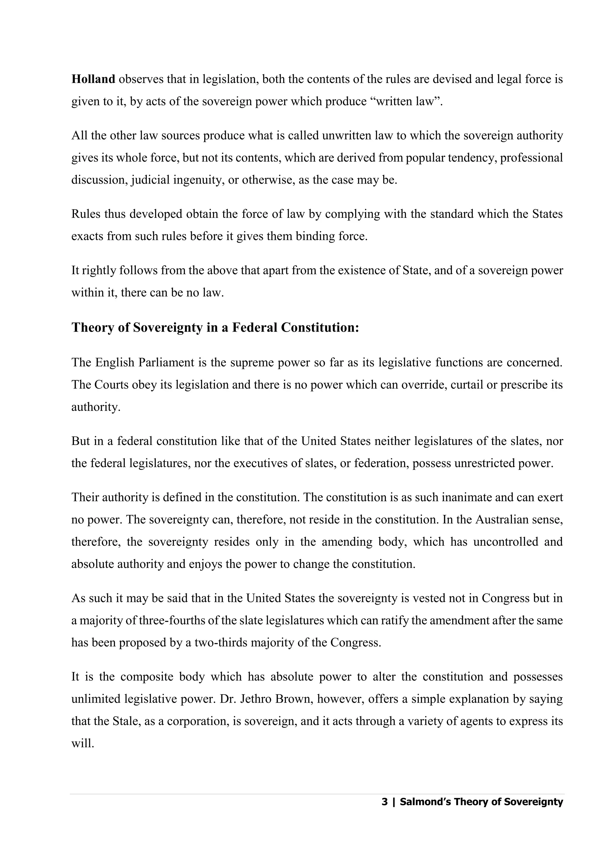 Salmond's Theory of Sovereignty | PDF