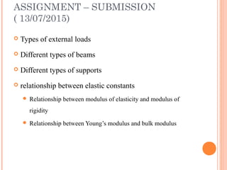 Theory of structures I module 1 | PPT