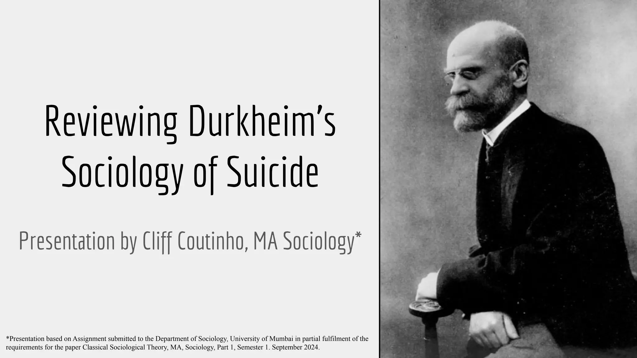 Theory of Suicide by Emile Durkheim by Cliff Coutinho, MA Sociology ...