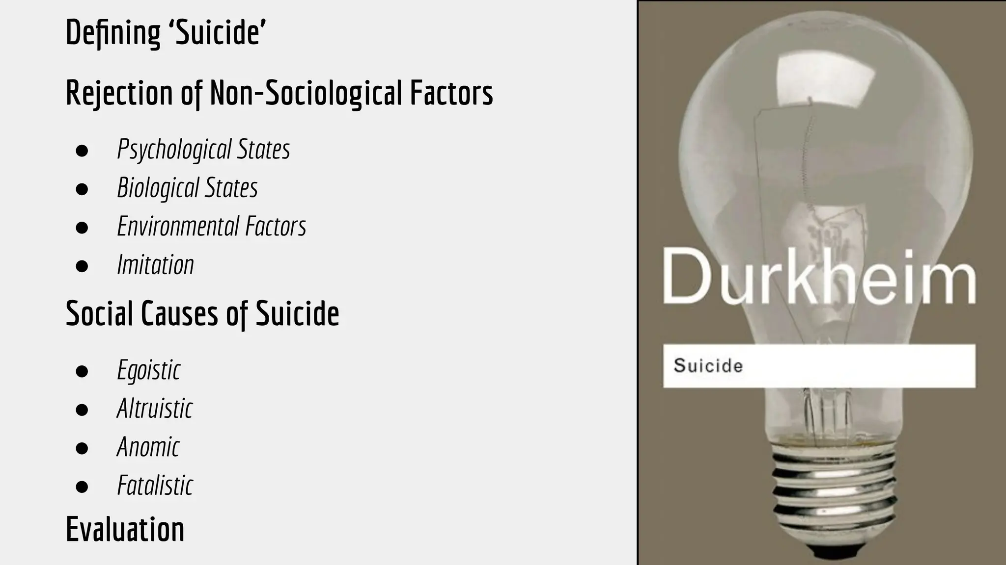 Theory of Suicide by Emile Durkheim by Cliff Coutinho, MA Sociology ...