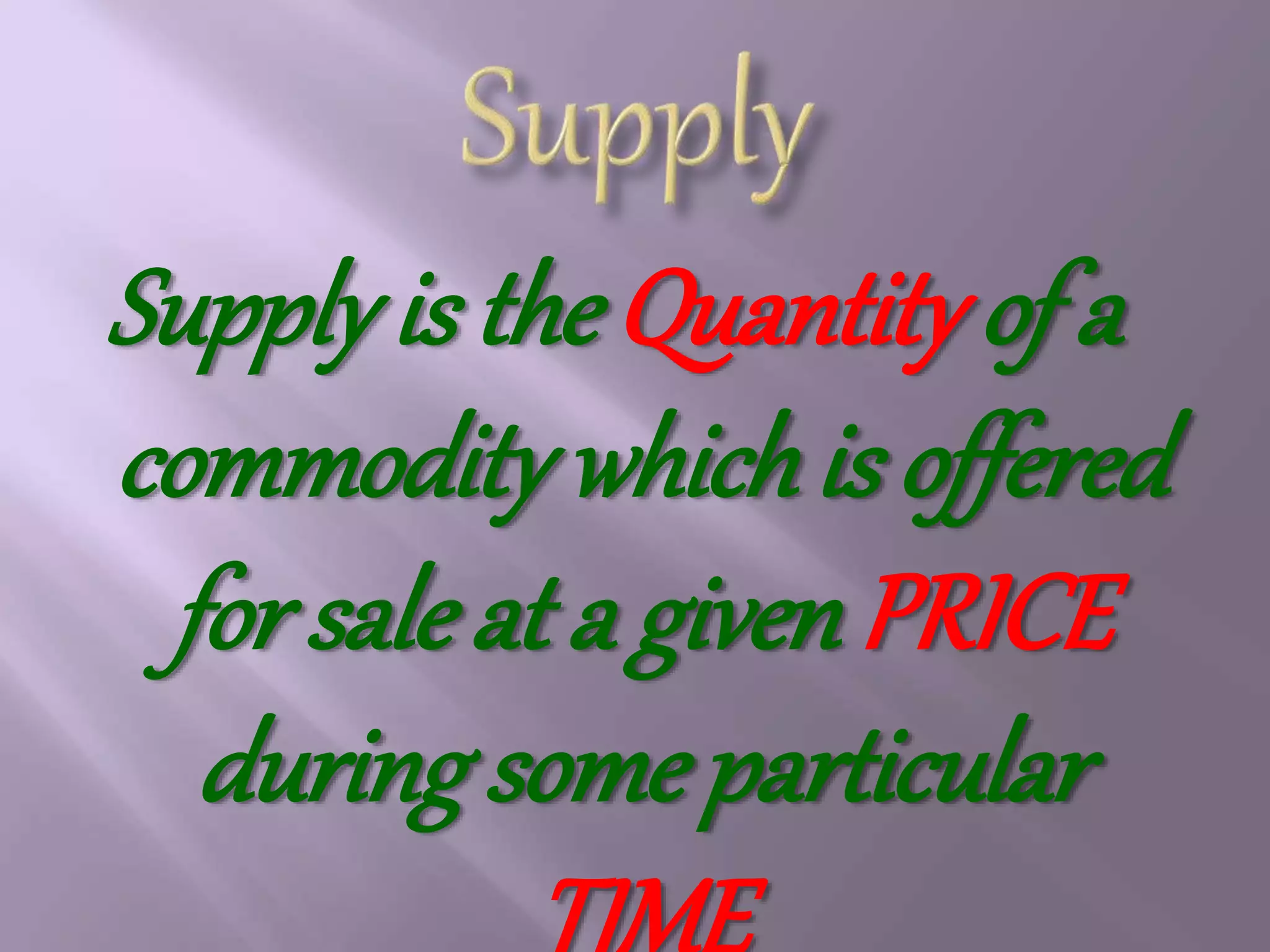 Theory of supply | PPTX