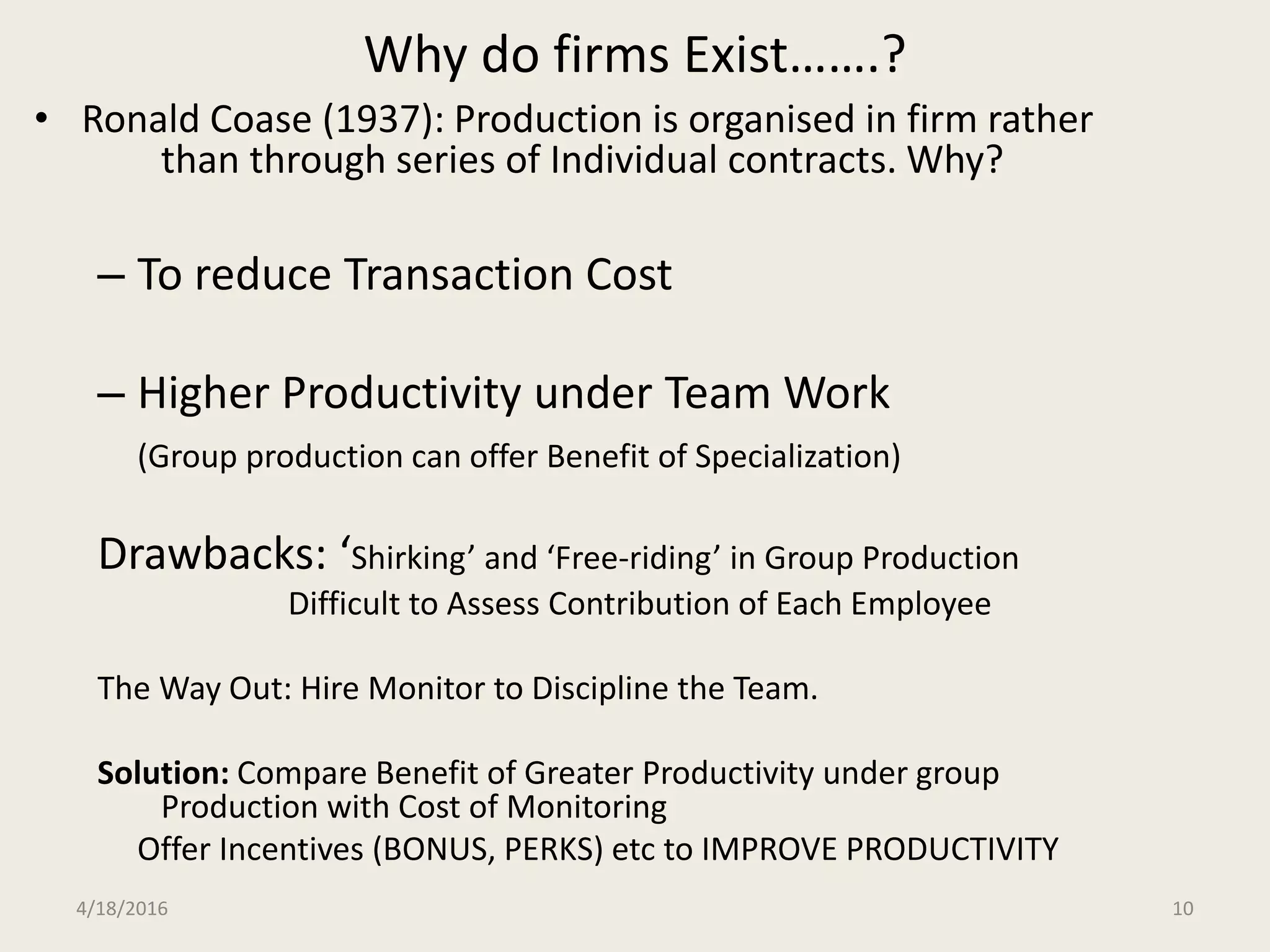 Theory of the Firm Lecture Notes (Economics) | PPTX