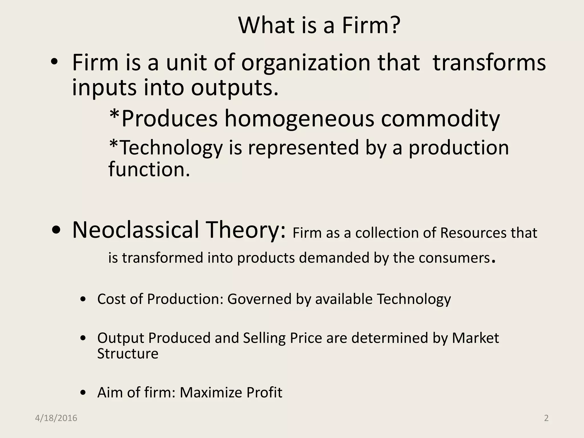Theory of the Firm Lecture Notes (Economics) | PPTX