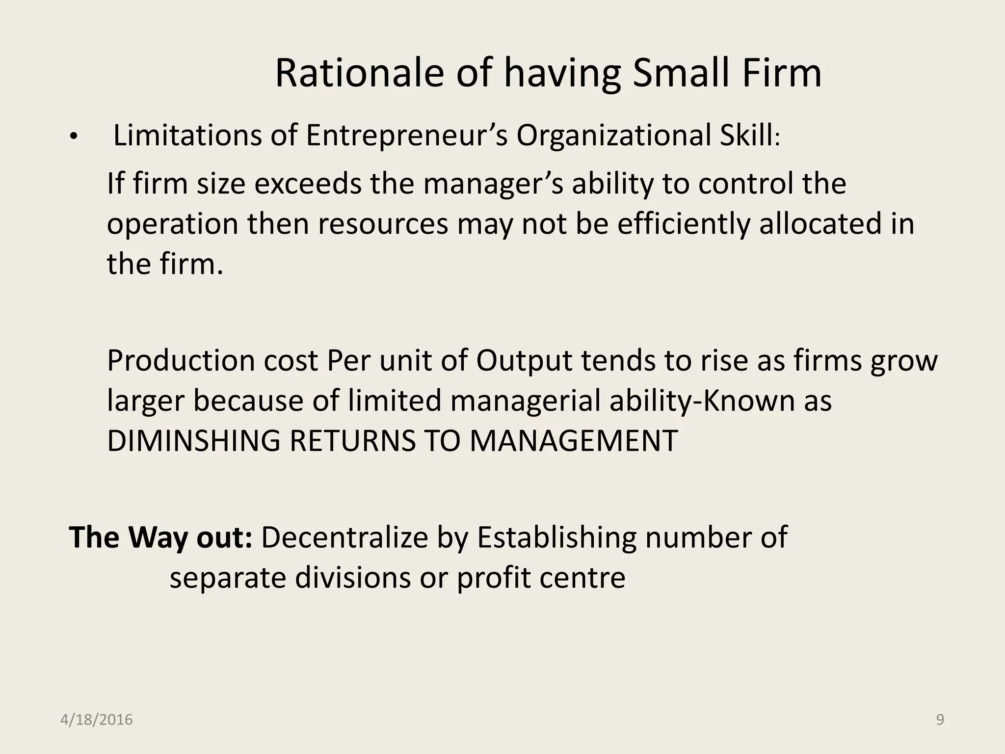 Theory Of The Firm Lecture Notes Economics Ppt 0913