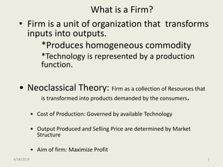 Theory of the Firm Lecture Notes (Economics) | PPTX
