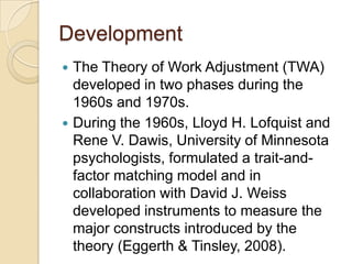 Theory of work adjustment | PPTX