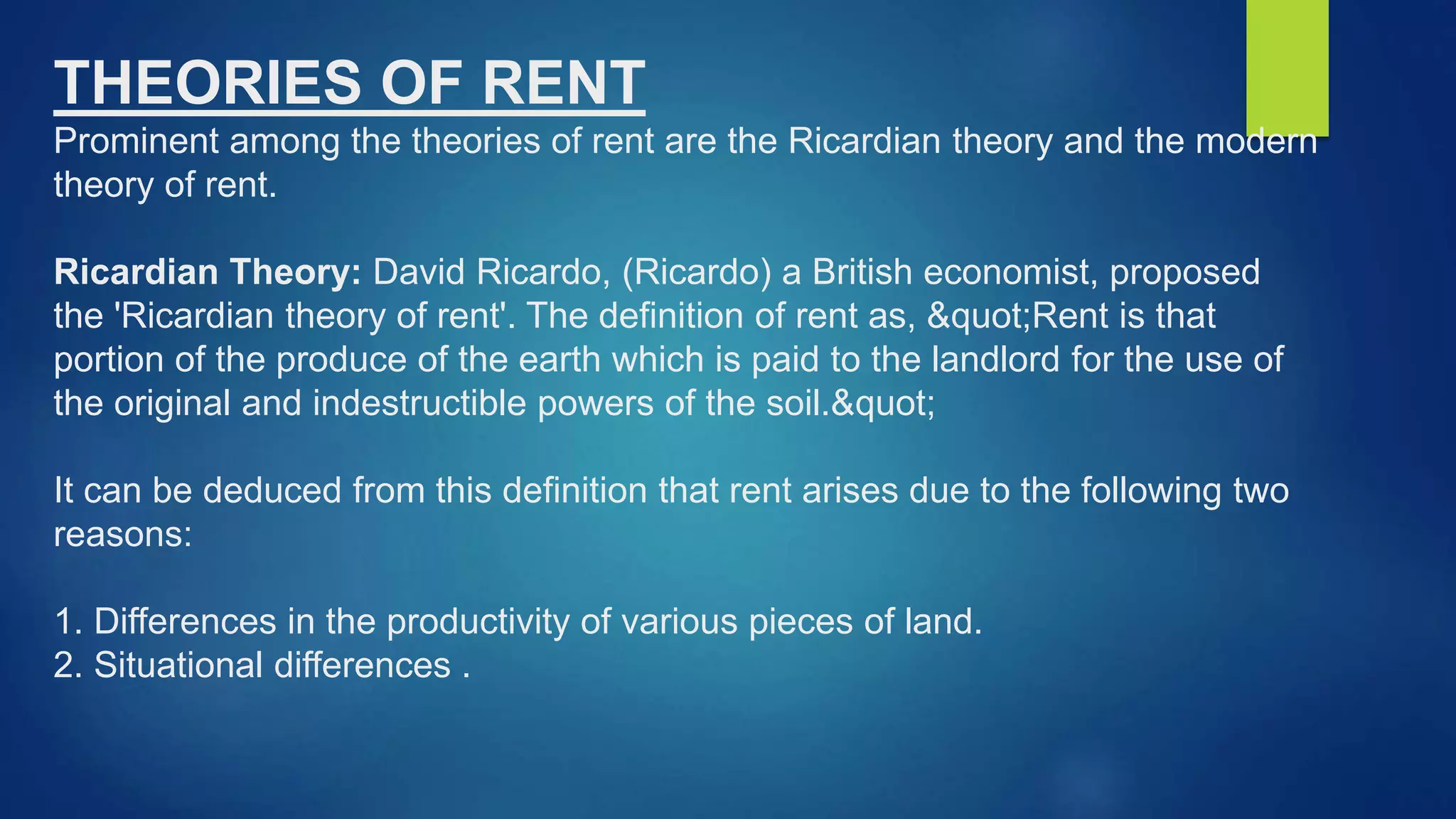 CBSMS Theory on rent and wages | PPTX