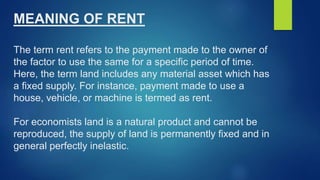 CBSMS Theory on rent and wages | PPTX