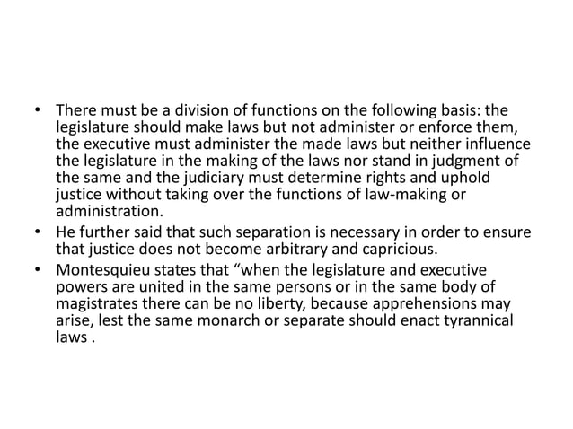 Theory on principle of separation of powers | PPTX
