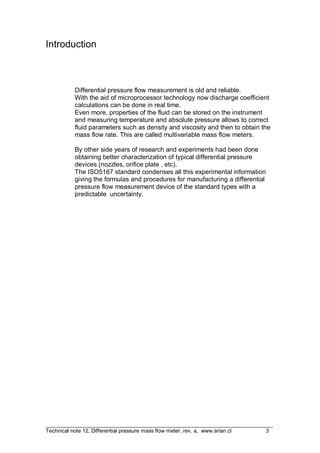 Theory overview of flow measurement using differential pressure device | PDF | Physics | Science