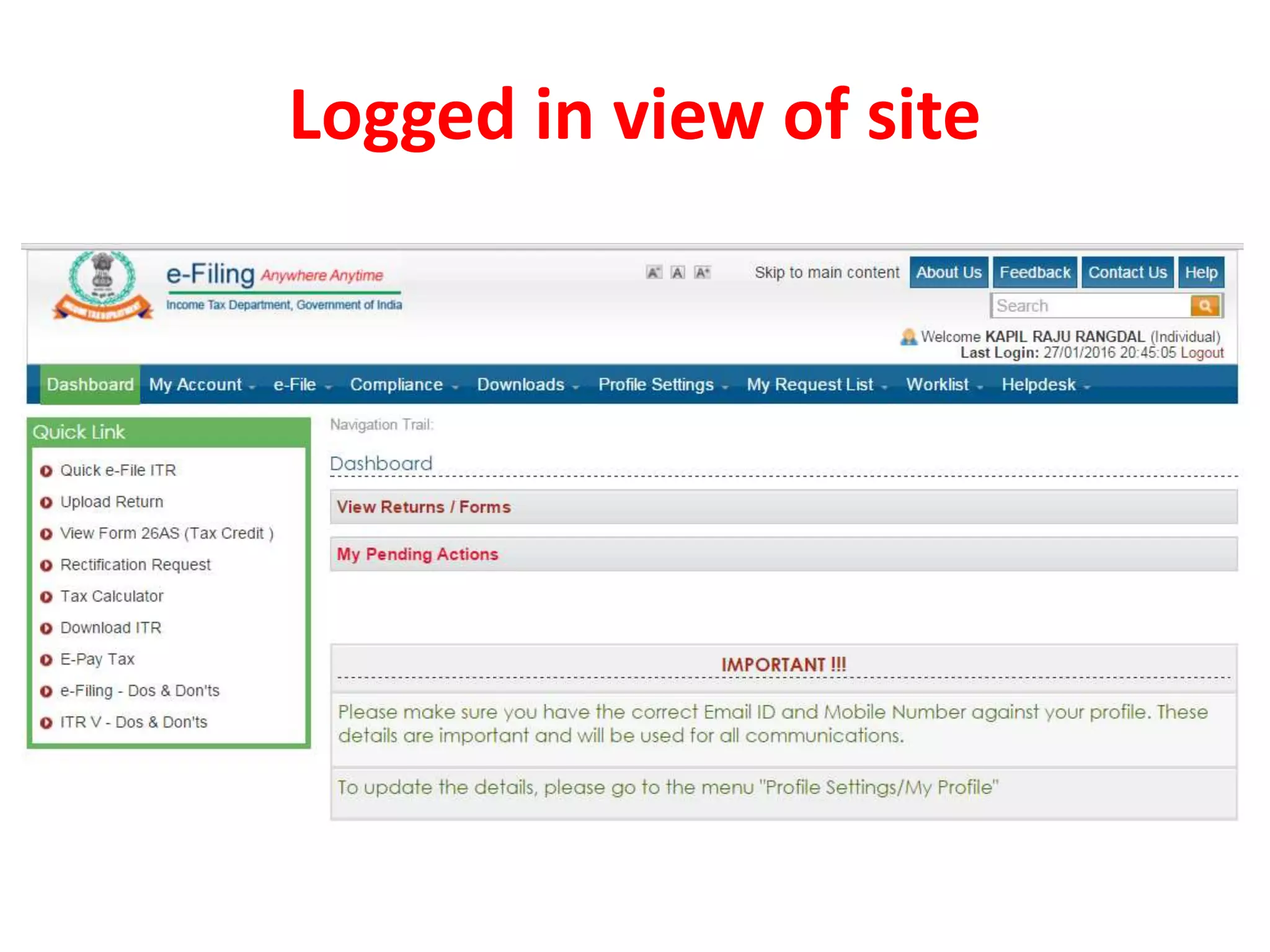 e filing of Income Tax Return | PPTX