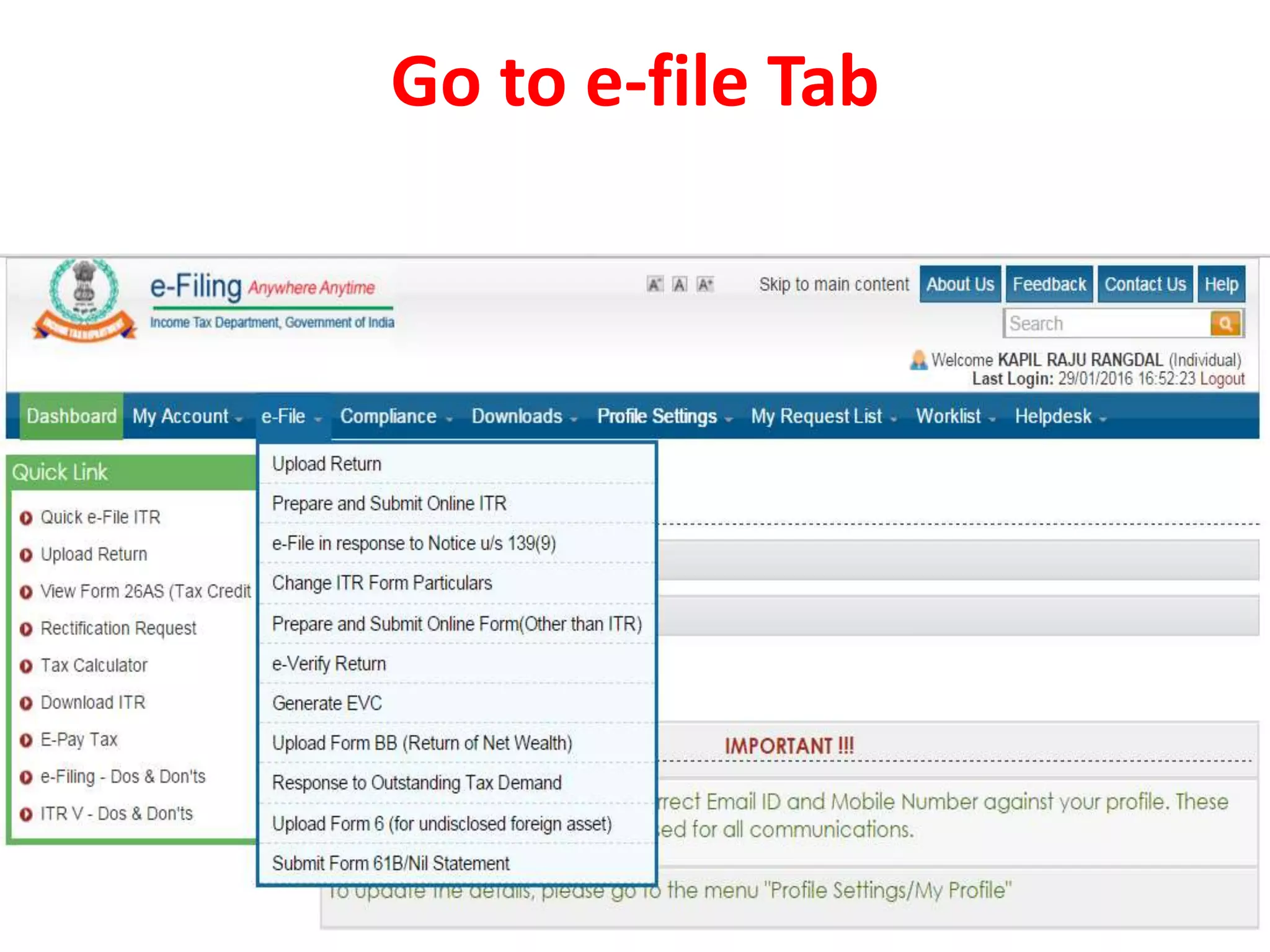 e filing of Income Tax Return | PPTX