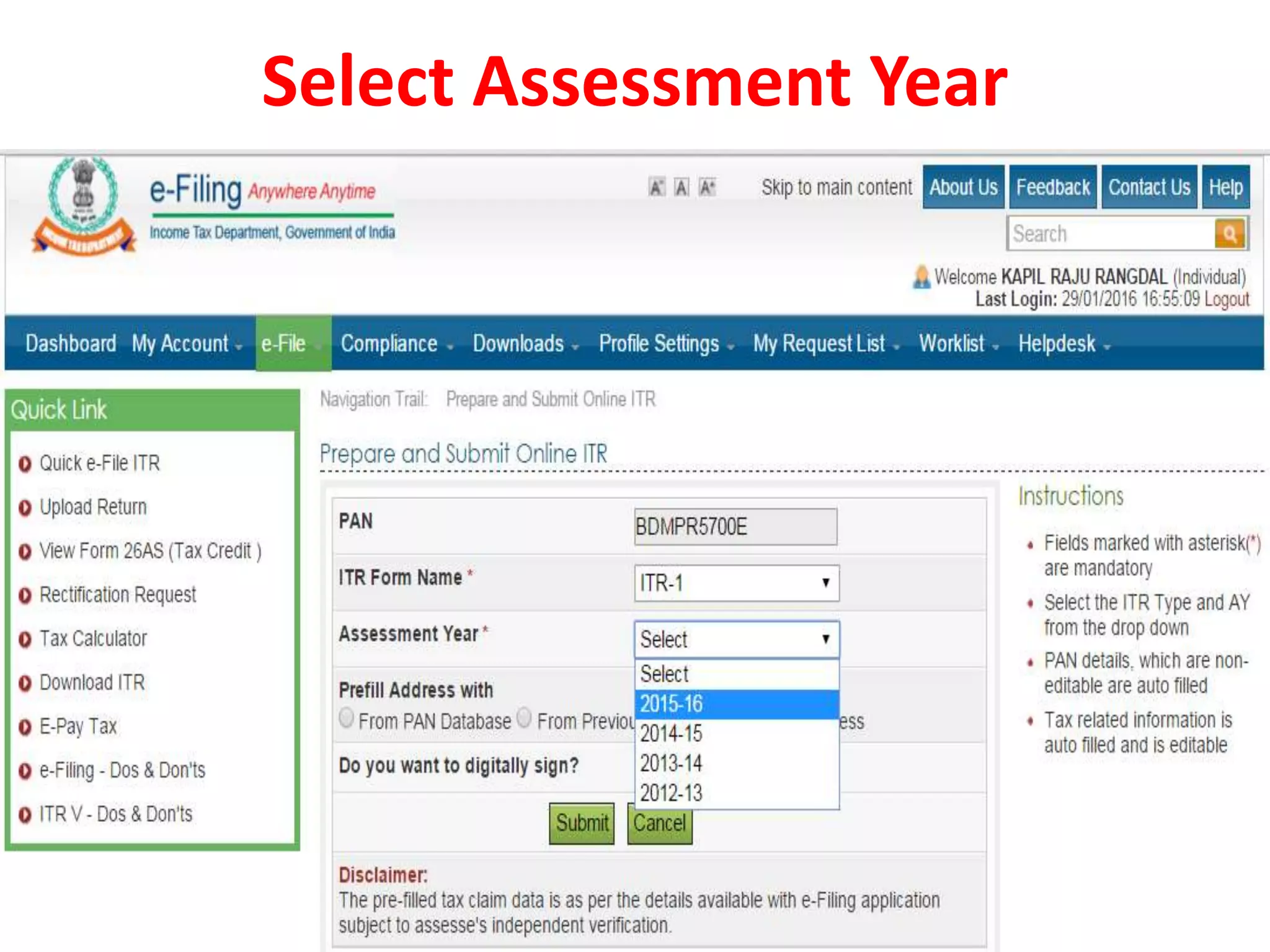 e filing of Income Tax Return | PPTX