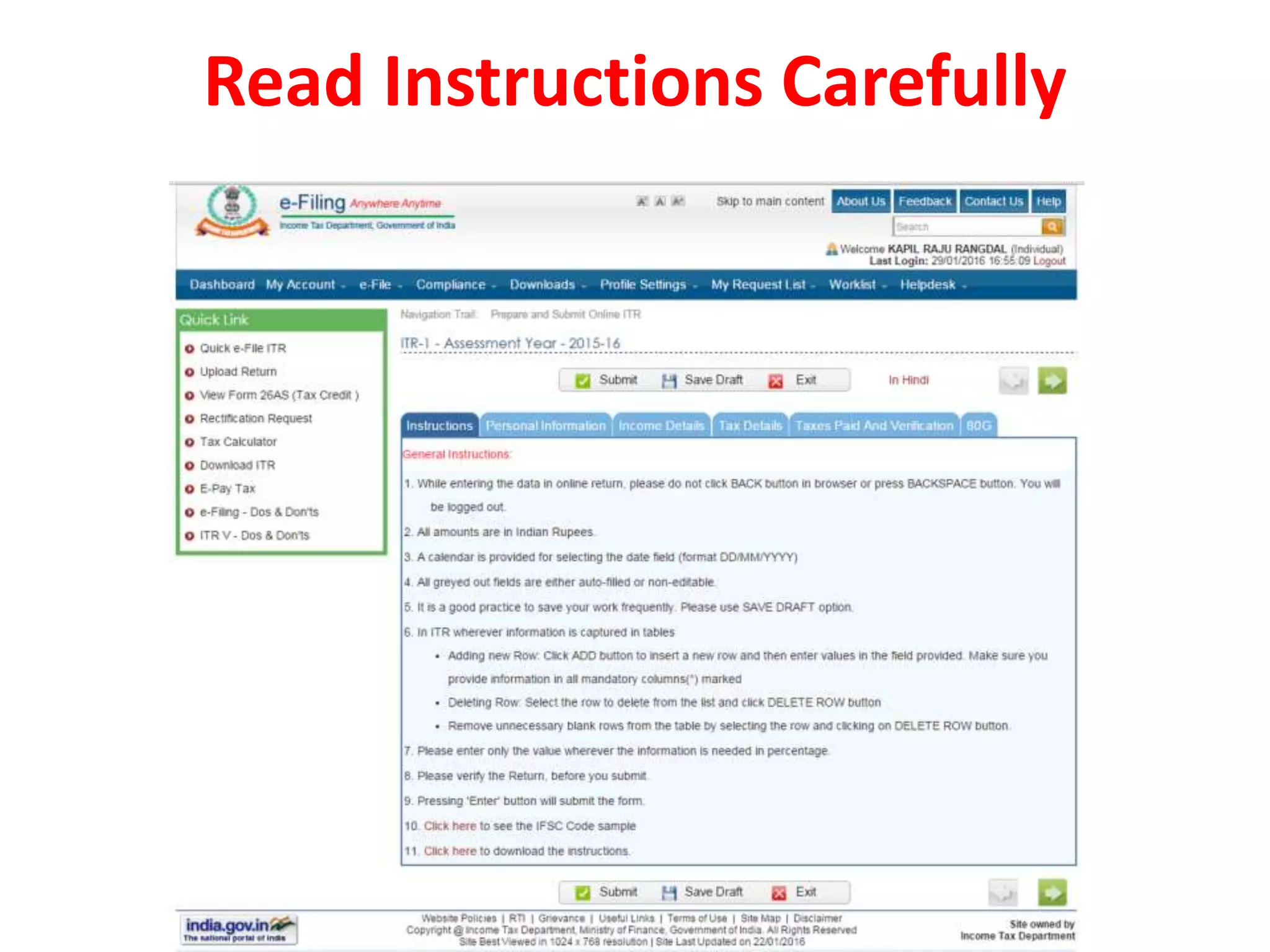 e filing of Income Tax Return | PPTX