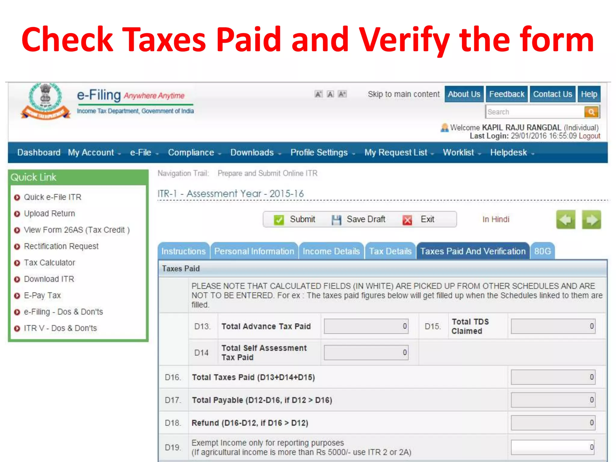 e filing of Income Tax Return | PPTX