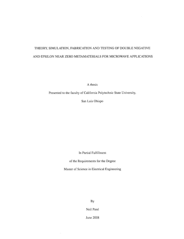 Theory Simulation Fabrication And Testing Of Double Negative An Pdf