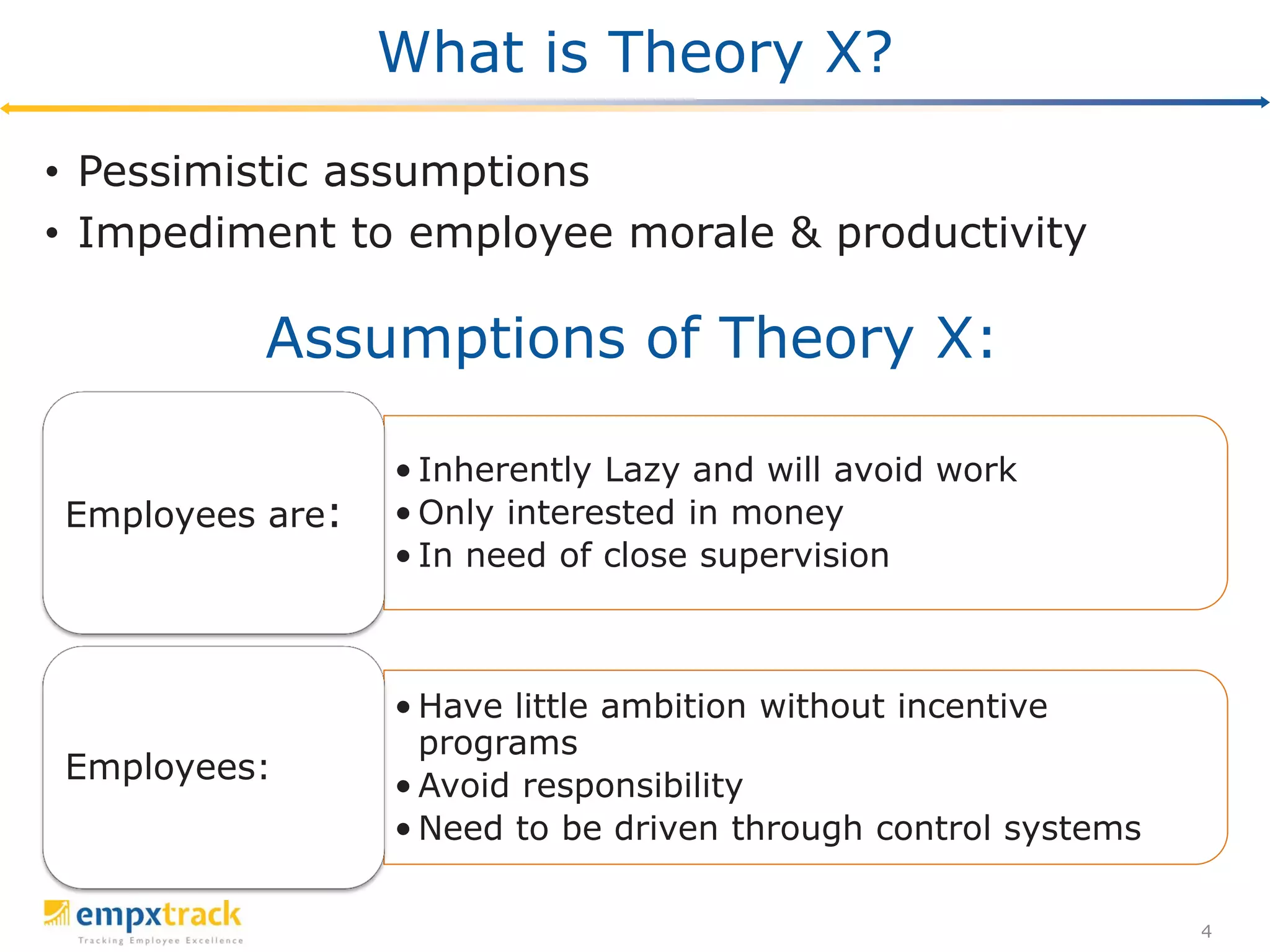 Douglas McGregor's Theory X and Theory Y on Employee Motivation | PDF
