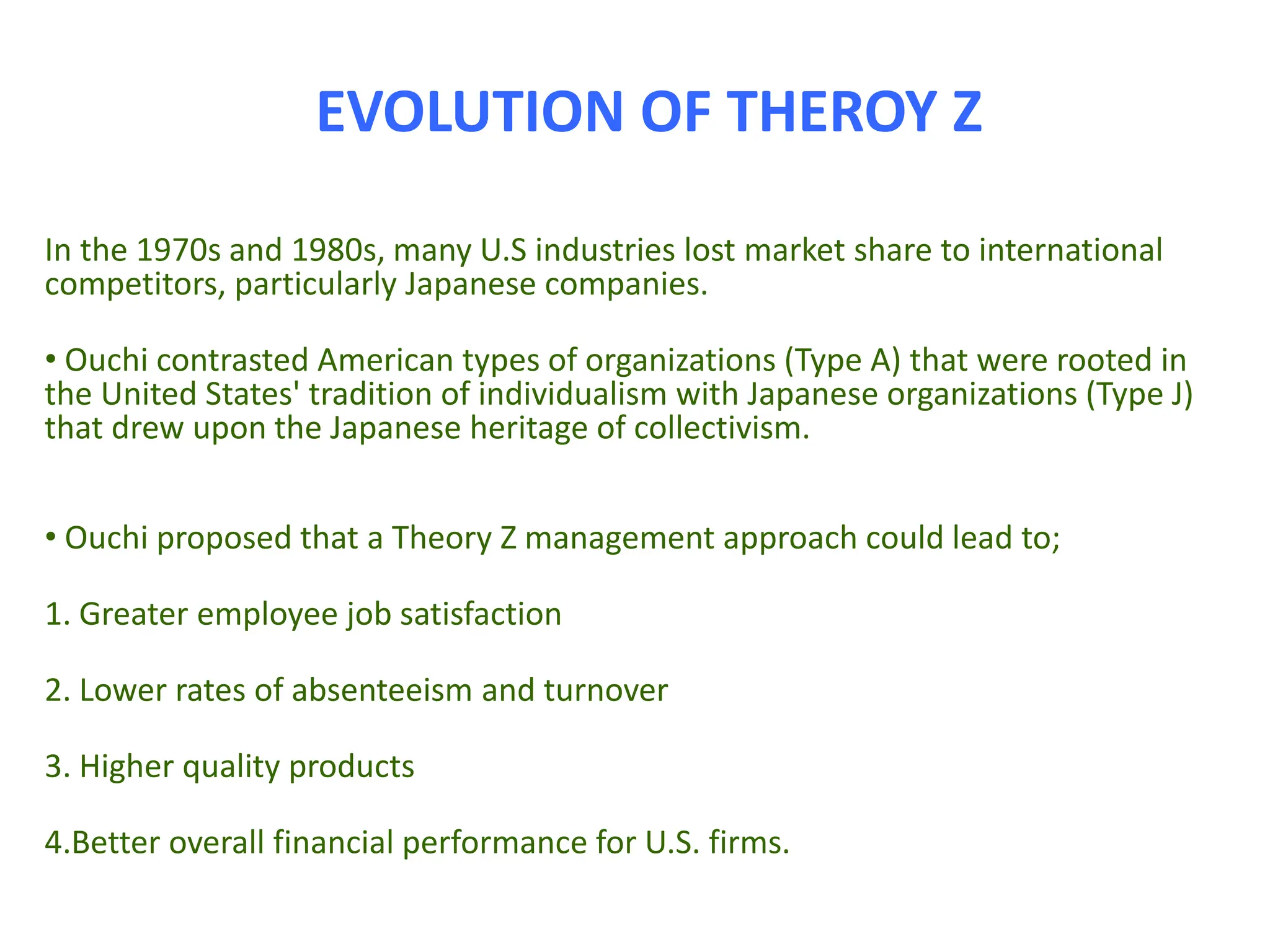 Ouchi's Theory Z, Classical / Modern / Post-Modern | PPT