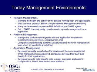 The OSGi Service Platform in Integrated Management Environments ...