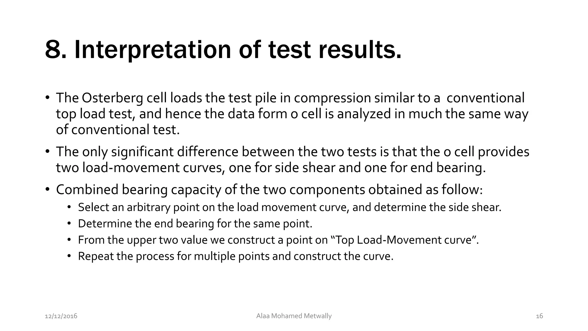 The osterberg cell static loading test | PPTX