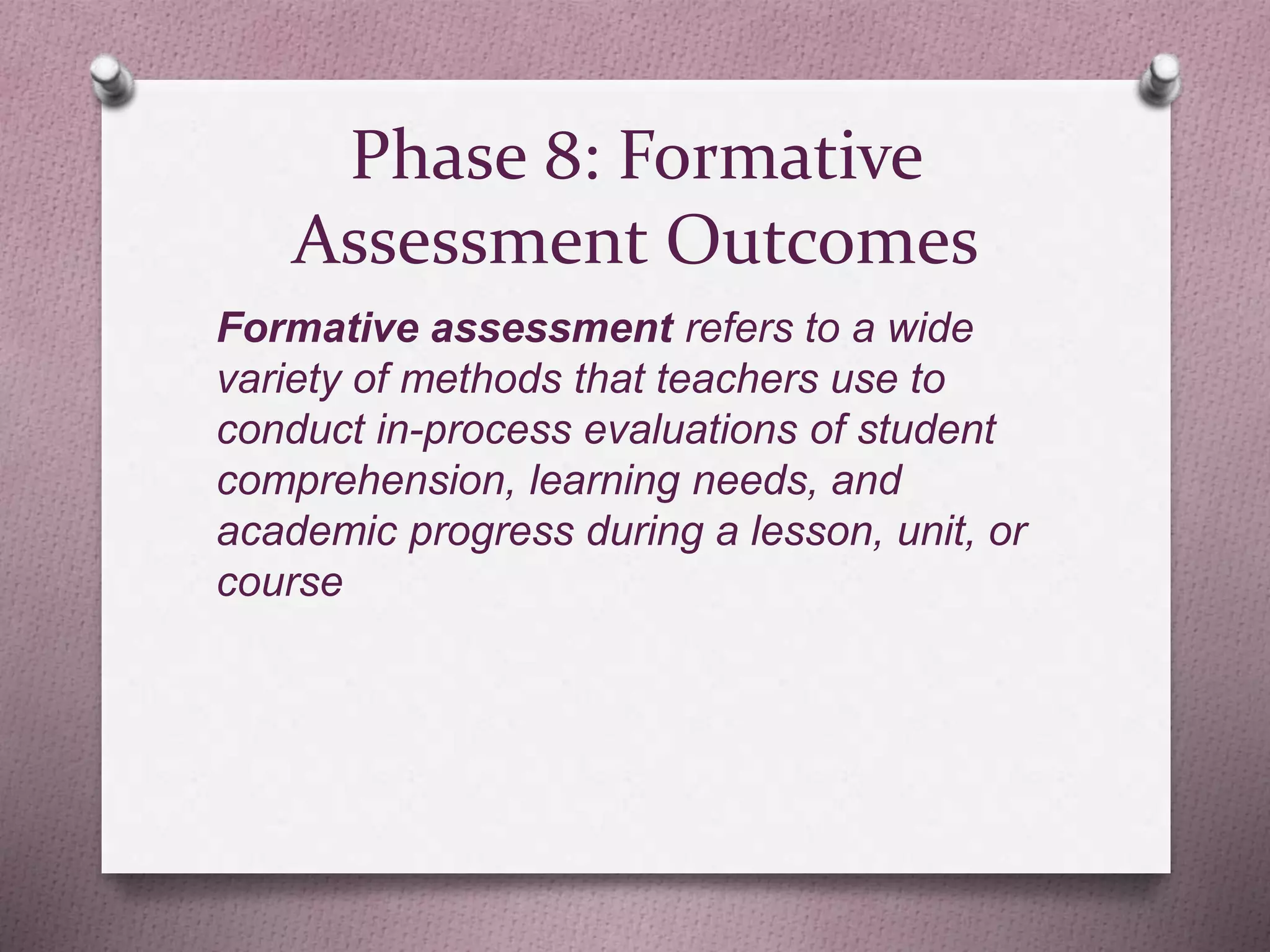The outcomes assessment phases in the instructional cycle | PPTX