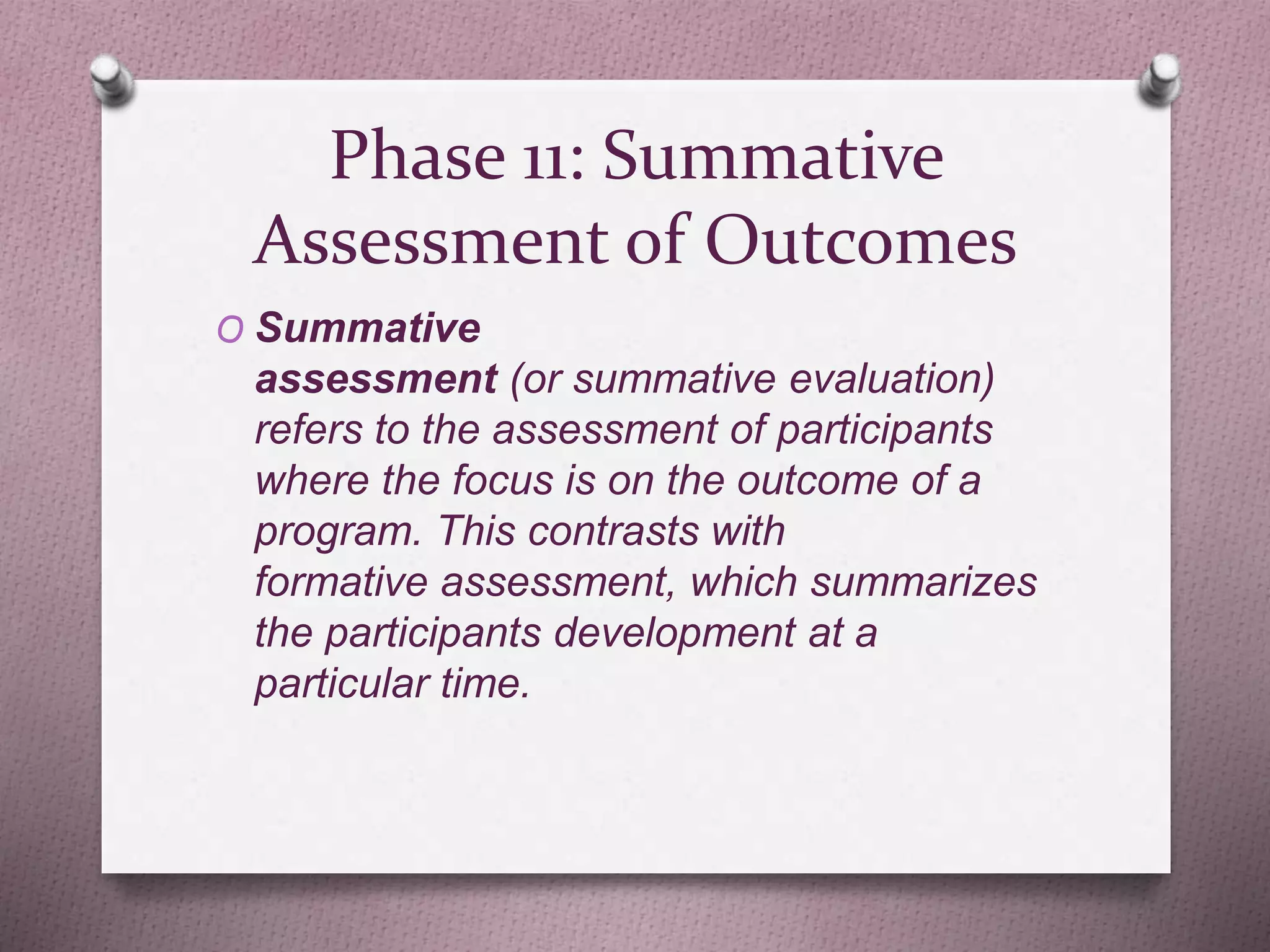 The outcomes assessment phases in the instructional cycle | PPTX