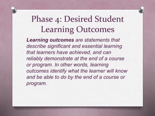 The outcomes assessment phases in the instructional cycle | PPTX