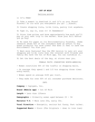 The out of milk ad script | PDF