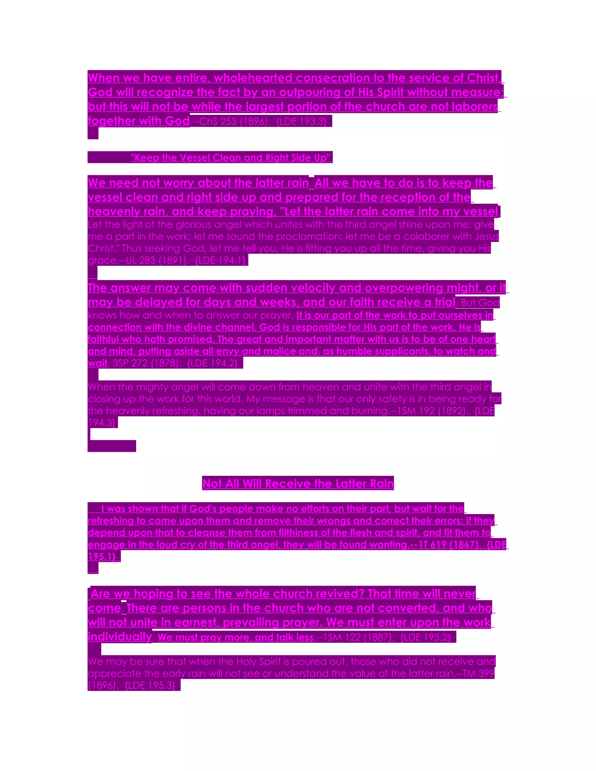 The Outpouring Of The Latter Rain | PDF