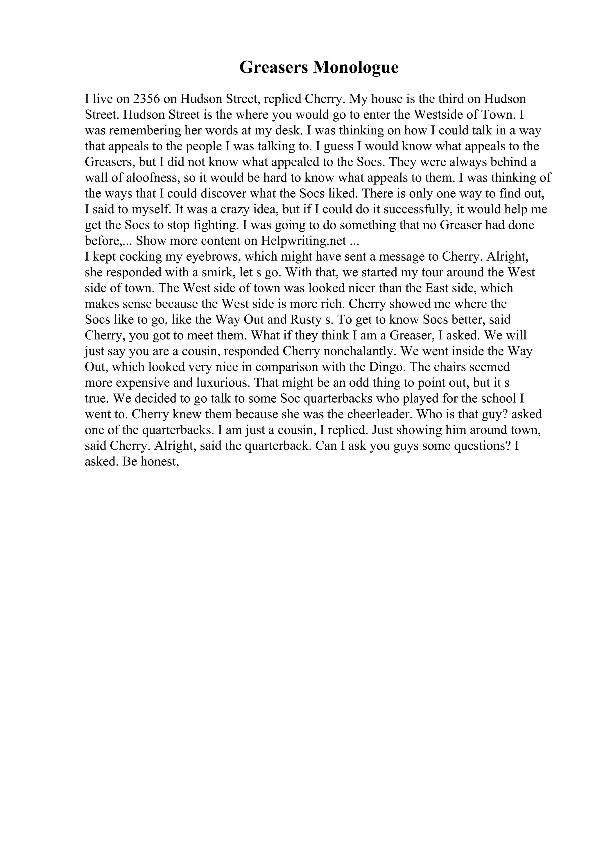 The Outsiders Essay | PDF