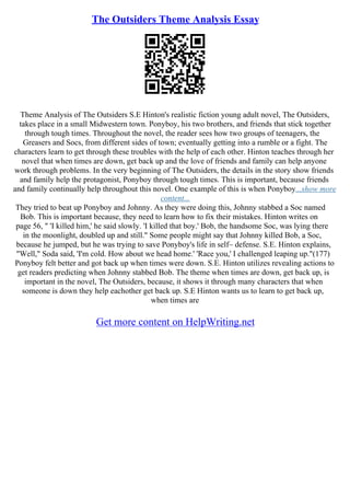 The Outsiders Theme Essay | PDF
