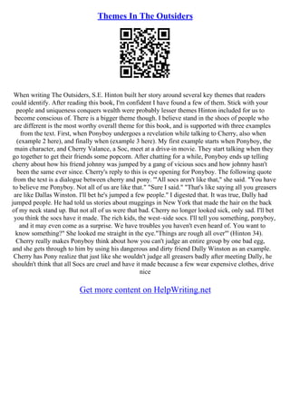 The Outsiders Theme Essay | PDF