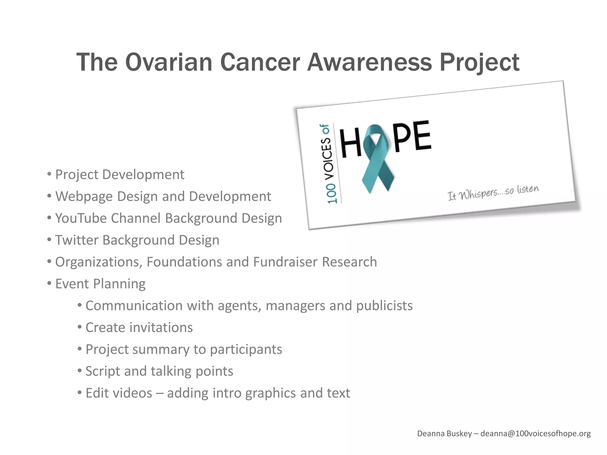 The Ovarian Cancer Awareness Project - Stars In Entertainment | PDF