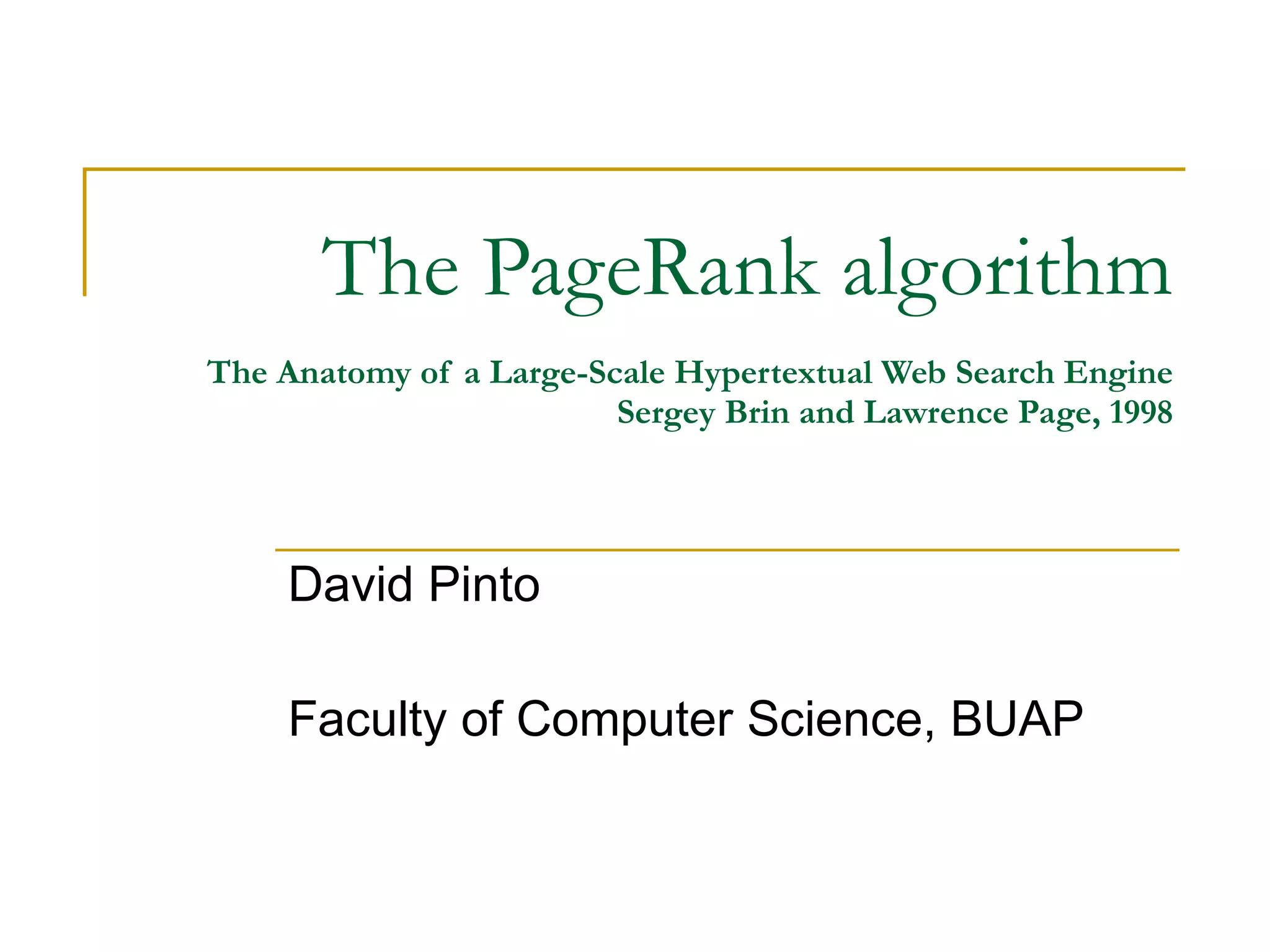 The pagerankalgorithm | PPT