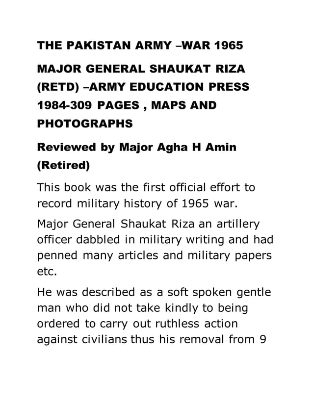 The pakistan army war 1965 | DOCX