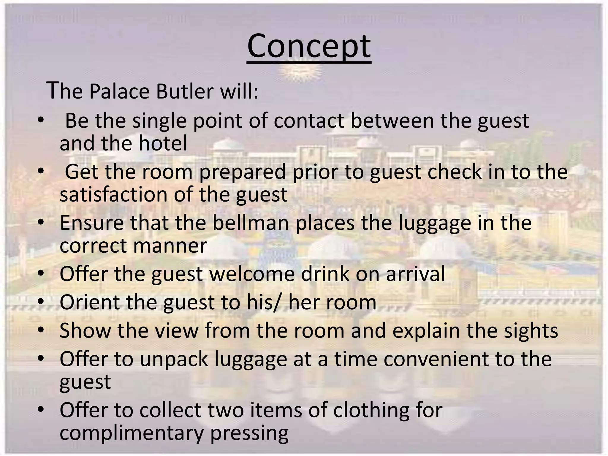The palace butler services | PPTX