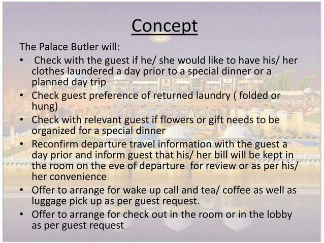 The palace butler services | PPTX
