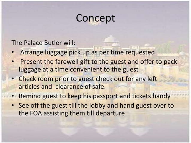 The palace butler services | PPTX