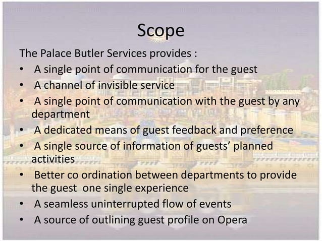The palace butler services | PPTX