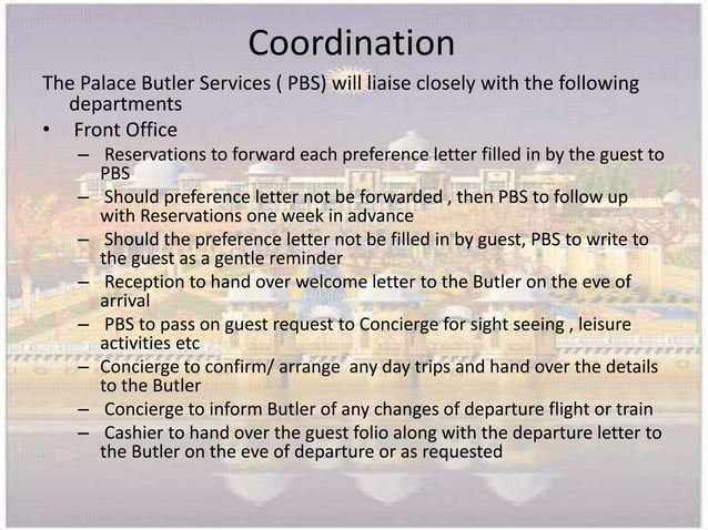 The palace butler services | PPTX