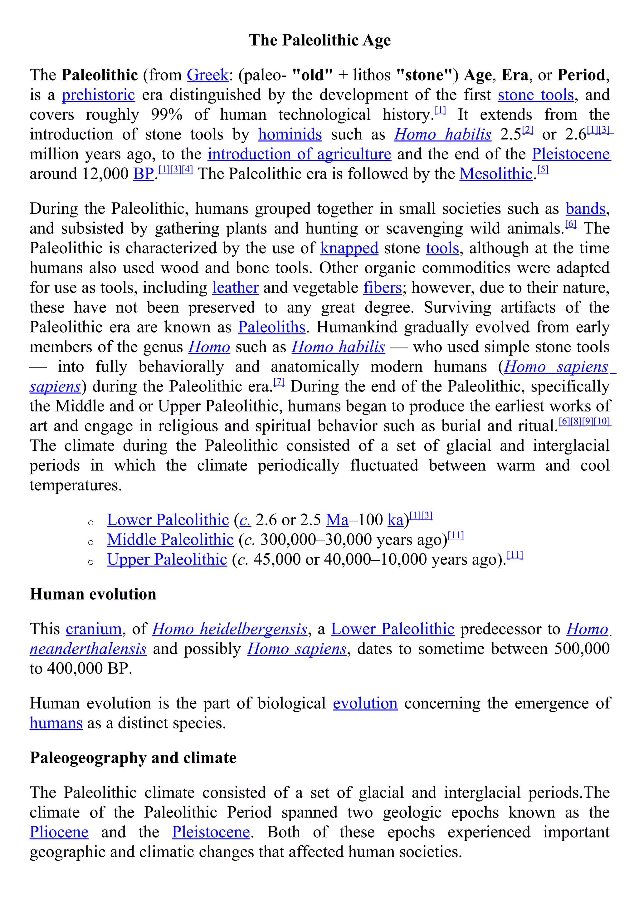 The Paleolithic Age | DOC