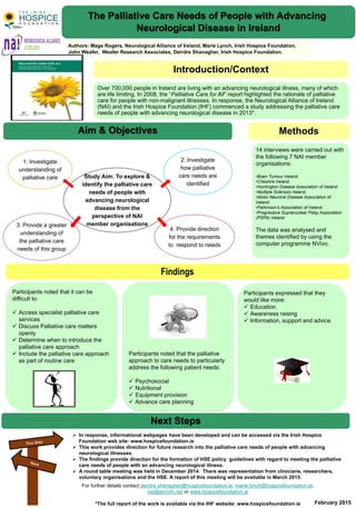 'The Palliative Care Needs of People with Advancing Neurological ...
