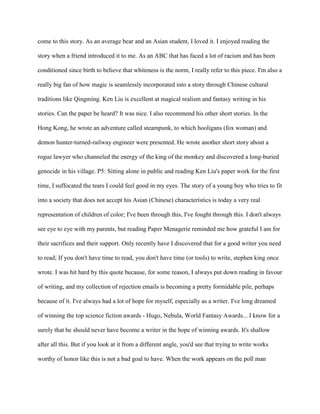 The paper menagerie symbolism Ken Liu.docx