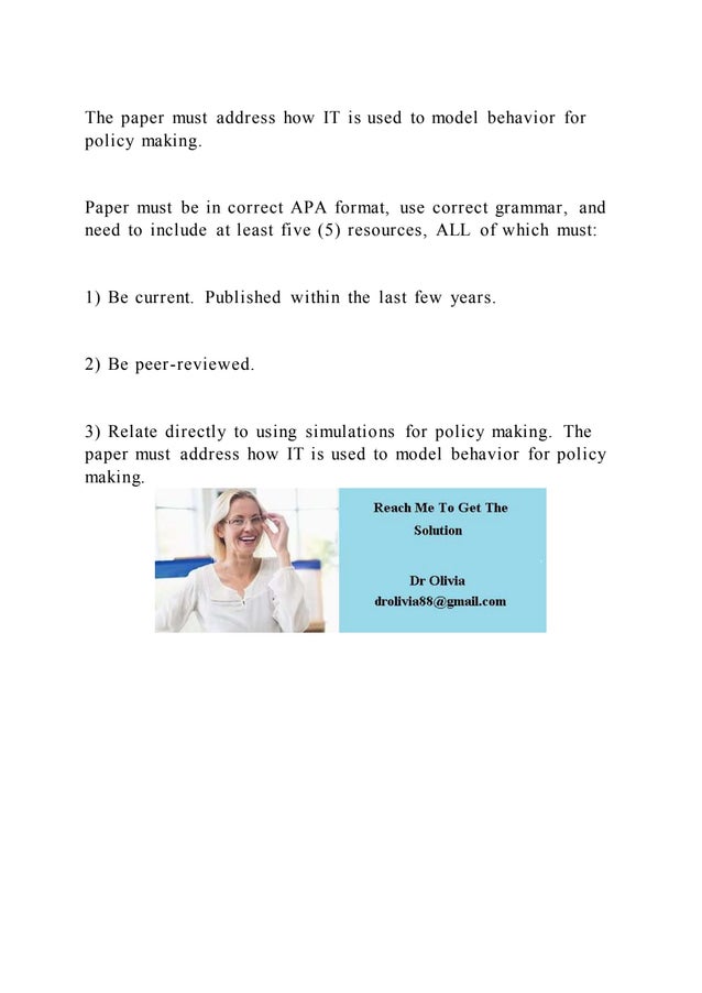 The paper must address how IT is used to model behavior for policy m | PDF