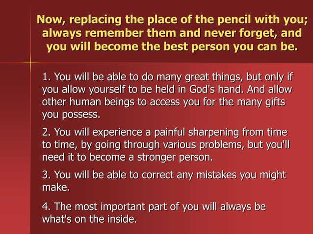 The Parable of a Pencil Slideshow by: Kal-el | PPTX | Christianity ...