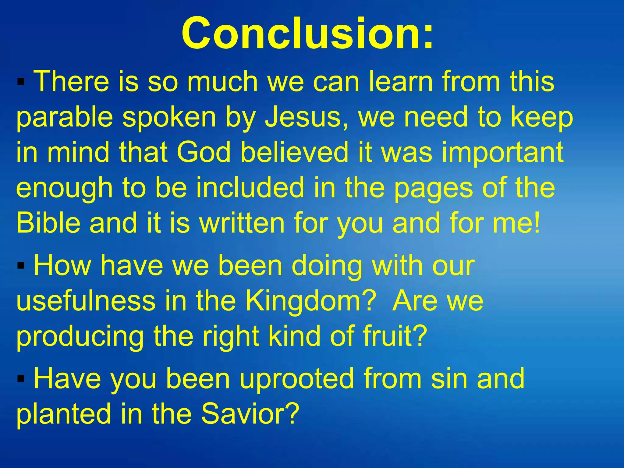 The Parable of the Barren Fig Tree | PPTX