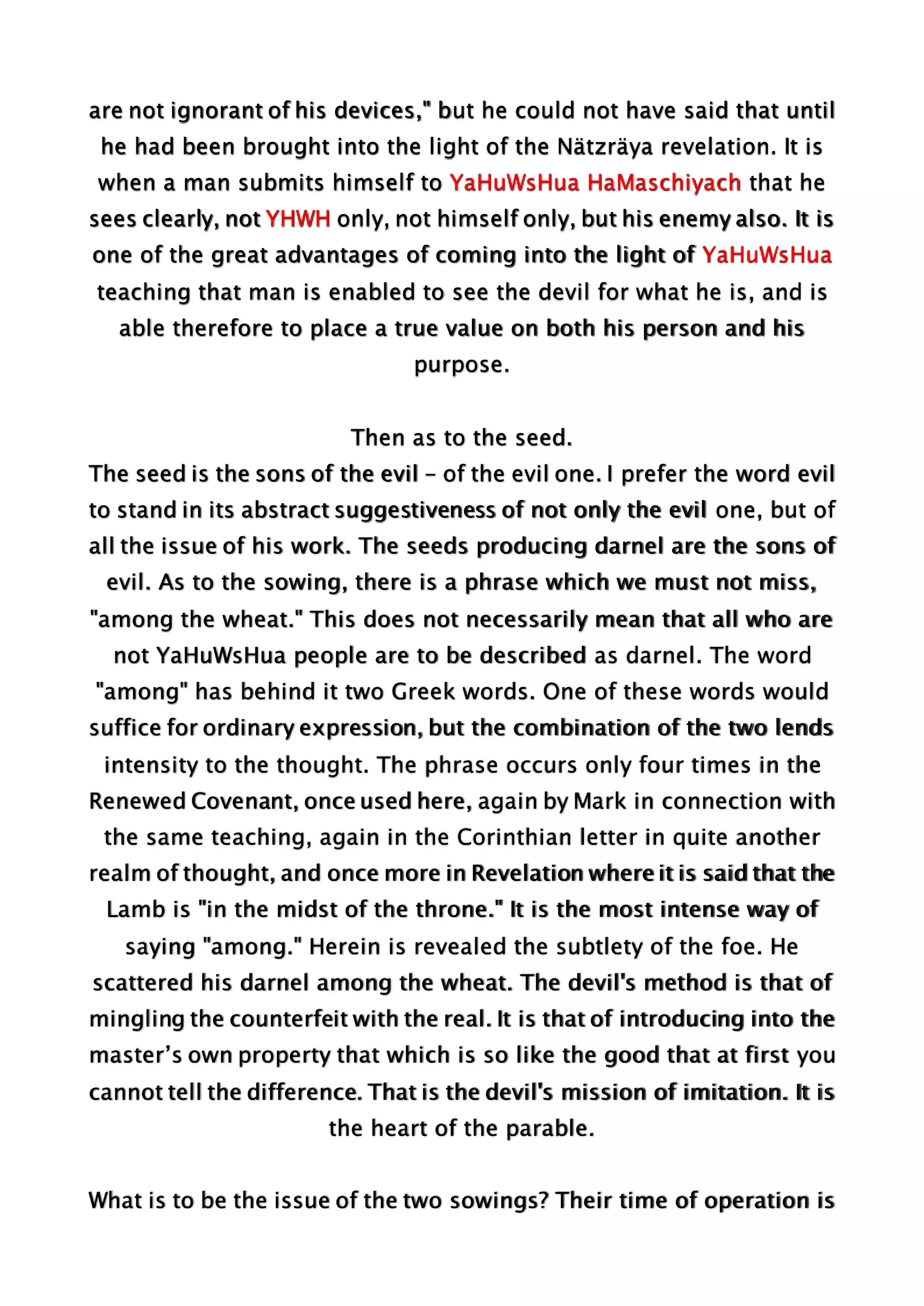 The Parable of the Darnel (YHWH) | DOCX