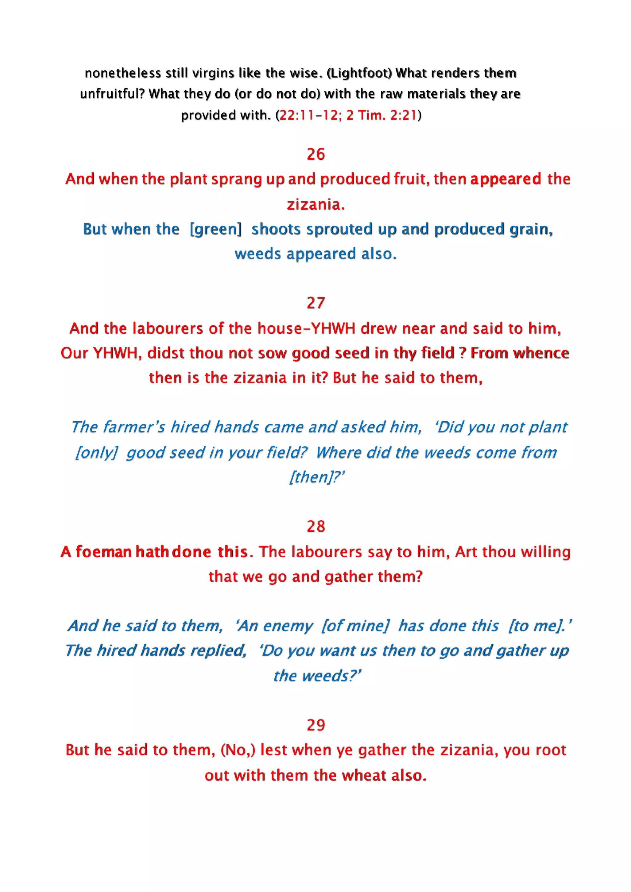 The Parable of the Darnel (YHWH) | DOCX